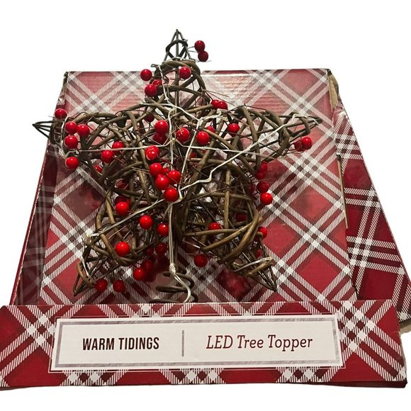 Home Essentials | Holiday | New Warm Tidings Led Tree Topper Brown Red ...